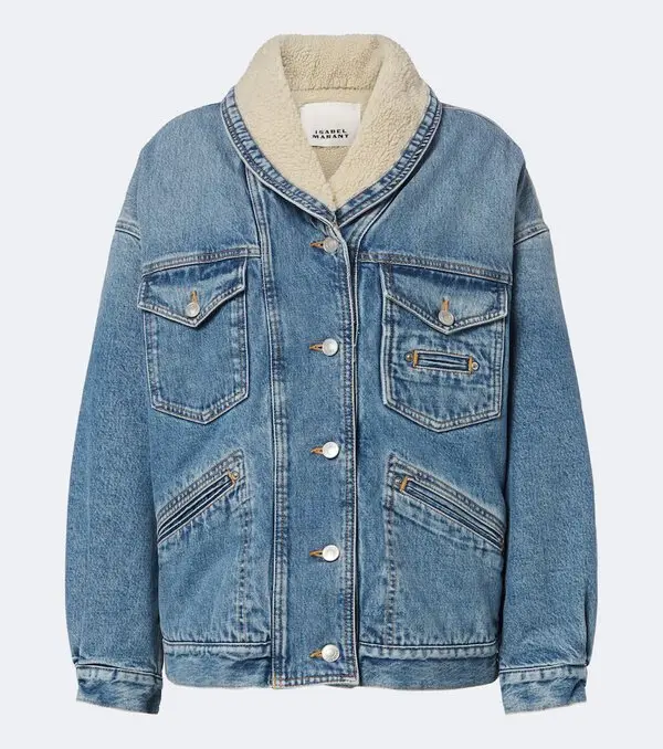 Isabel Marant Étoile Pimia Fleece-trimmed Denim Jacket - Blue