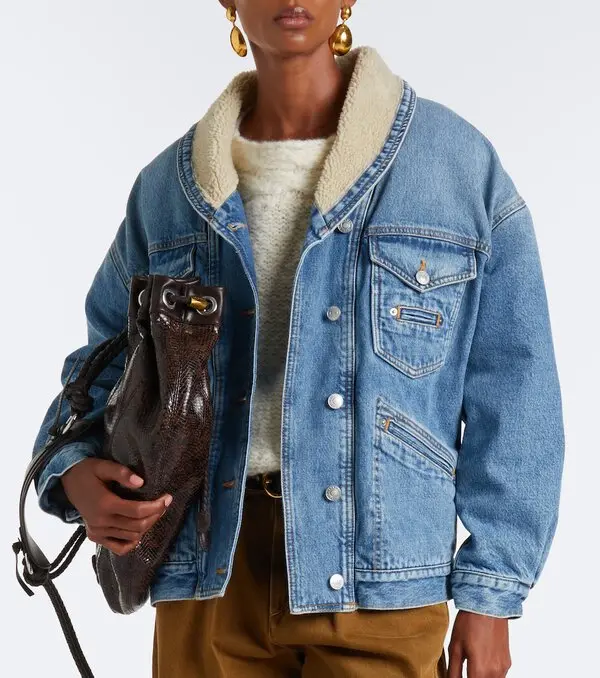 Isabel Marant Étoile Pimia Fleece-trimmed Denim Jacket - Blue