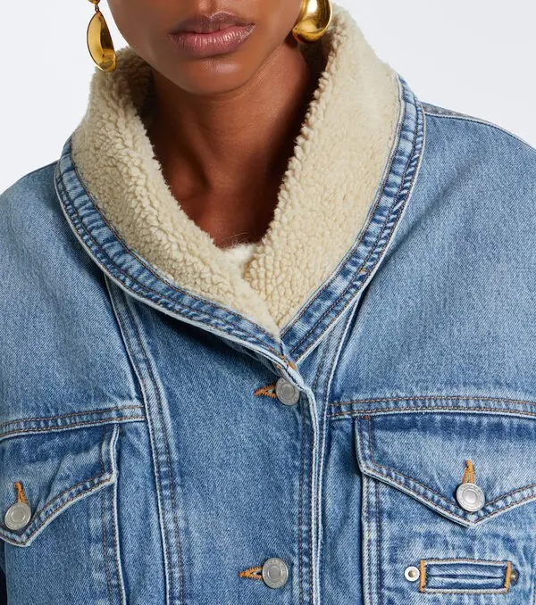 Isabel Marant Étoile Pimia Fleece-trimmed Denim Jacket - Blue