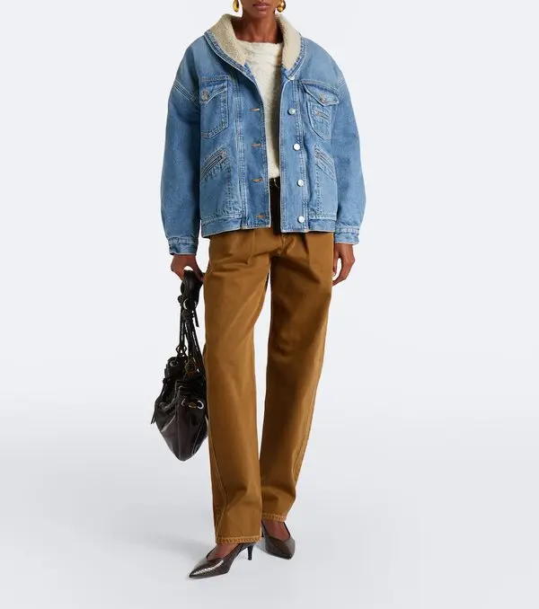 Isabel Marant Étoile Pimia Fleece-trimmed Denim Jacket - Blue