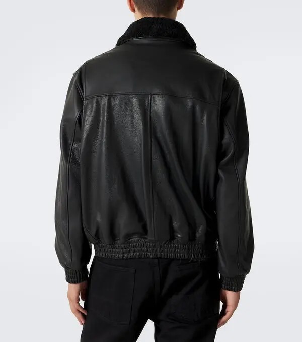 ARMA Bari Teddy-trimmed Leather Blouson Jacket