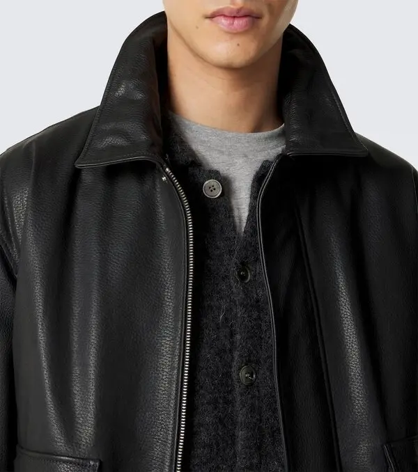 ARMA Bari Teddy-trimmed Leather Blouson Jacket