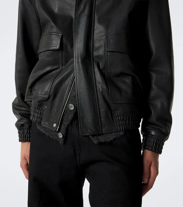ARMA Bari Teddy-trimmed Leather Blouson Jacket