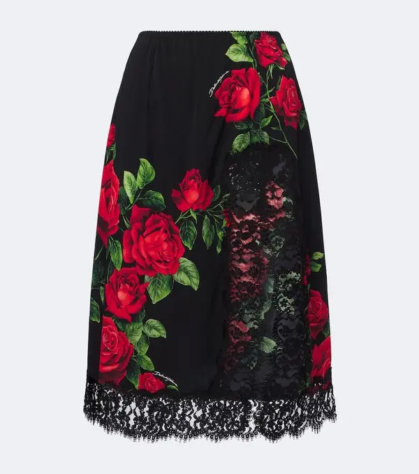 Dolce & Gabbana Floral Silk And Cotton-blend Midi Skirt - Multicoloured