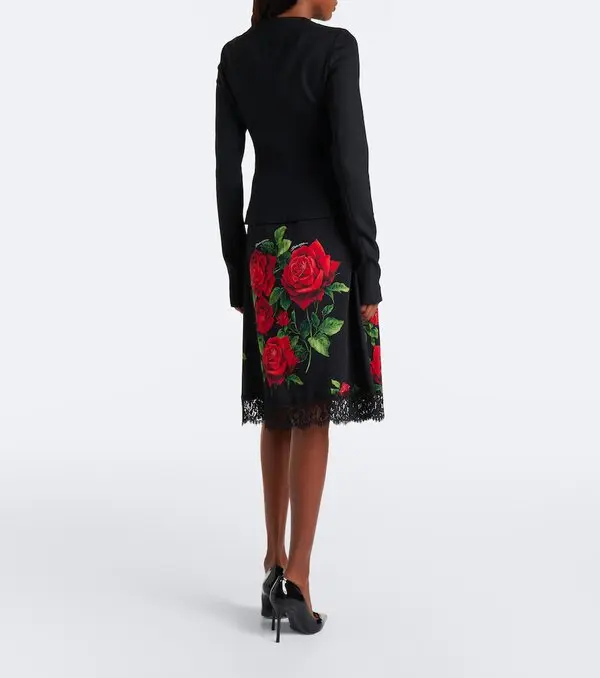 Dolce & Gabbana Floral Silk And Cotton-blend Midi Skirt - Multicoloured