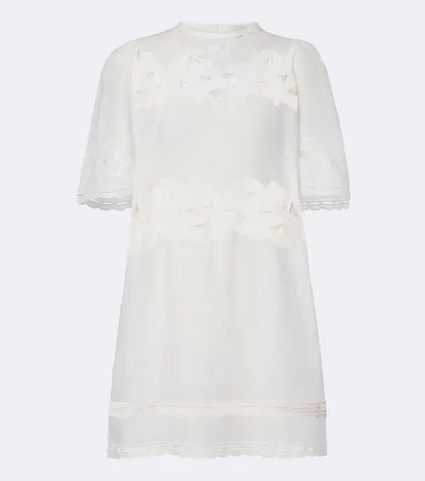 Isabel Marant Étoile Relidine Broderie Anglaise Ramie Mini Dress - White