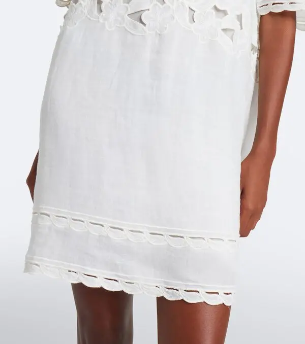 Isabel Marant Étoile Relidine Broderie Anglaise Ramie Mini Dress - White