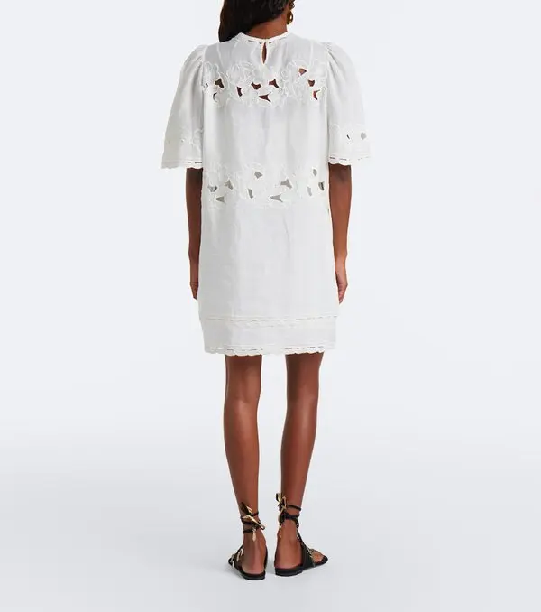 Isabel Marant Étoile Relidine Broderie Anglaise Ramie Mini Dress - White