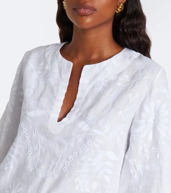 ERES Embroidered Linen Mini Dress