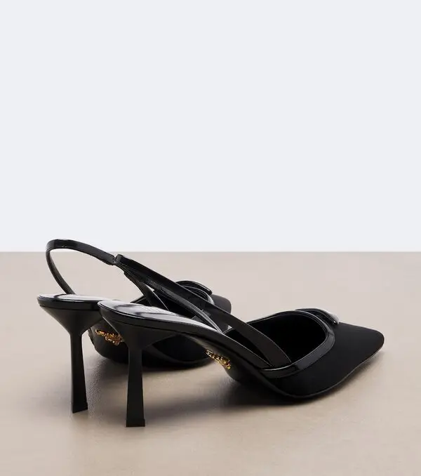 Prada Leather-trimmed Slingback Pumps - Black