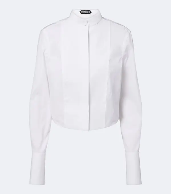 TOM FORD Cropped Cotton Poplin Tuxedo Shirt