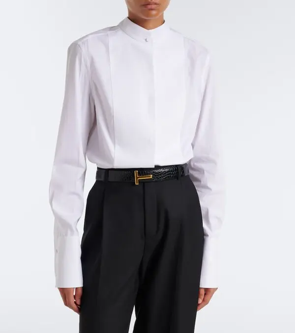 TOM FORD Cropped Cotton Poplin Tuxedo Shirt
