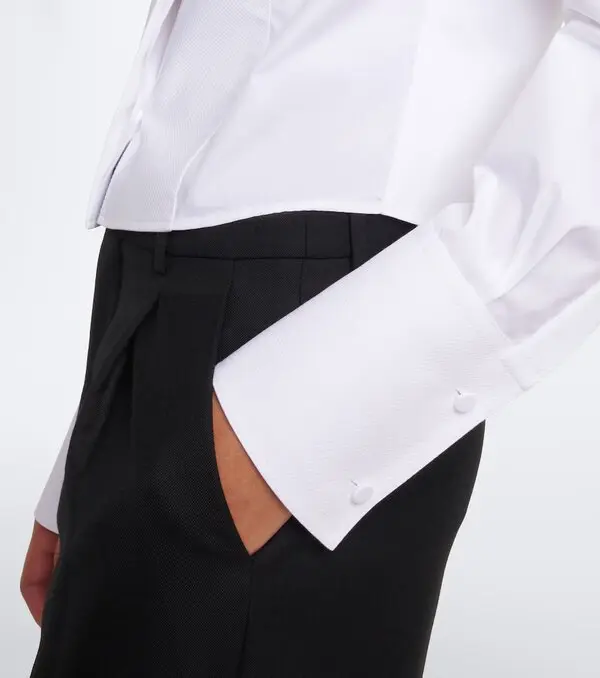 TOM FORD Cropped Cotton Poplin Tuxedo Shirt