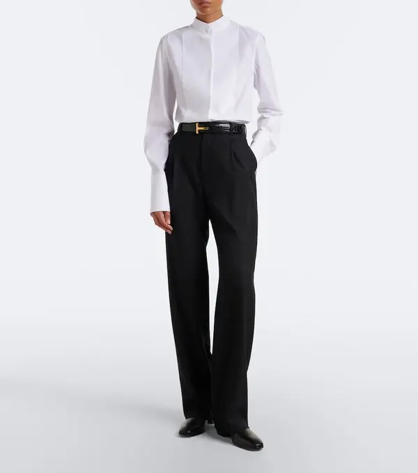 TOM FORD Cropped Cotton Poplin Tuxedo Shirt