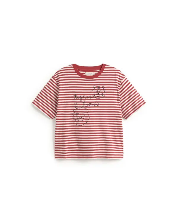 THINKING MU Embroidered Tigers And Lions T-shirt - Red