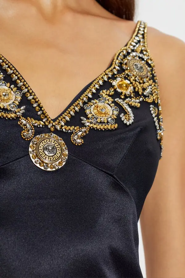 Versace Silk Dress With Appliqués