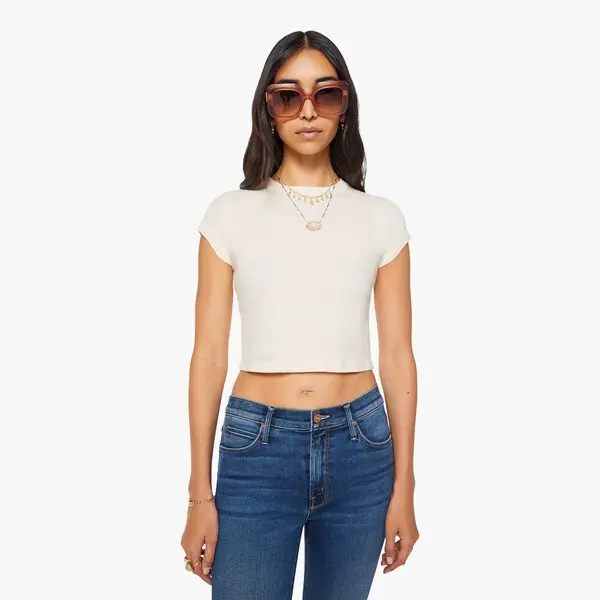 MOTHER The Itty Bitty Ringer Crop Antique T-shirt