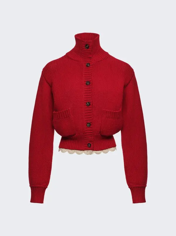 Magda Butrym Cinched Cardigan With Lace Trim