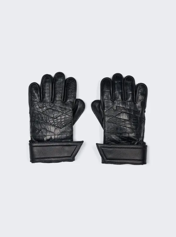 MELROSE HIGH X Lotto Iron Will Goalie Gloves Crocodile Embossed Leather - Multi