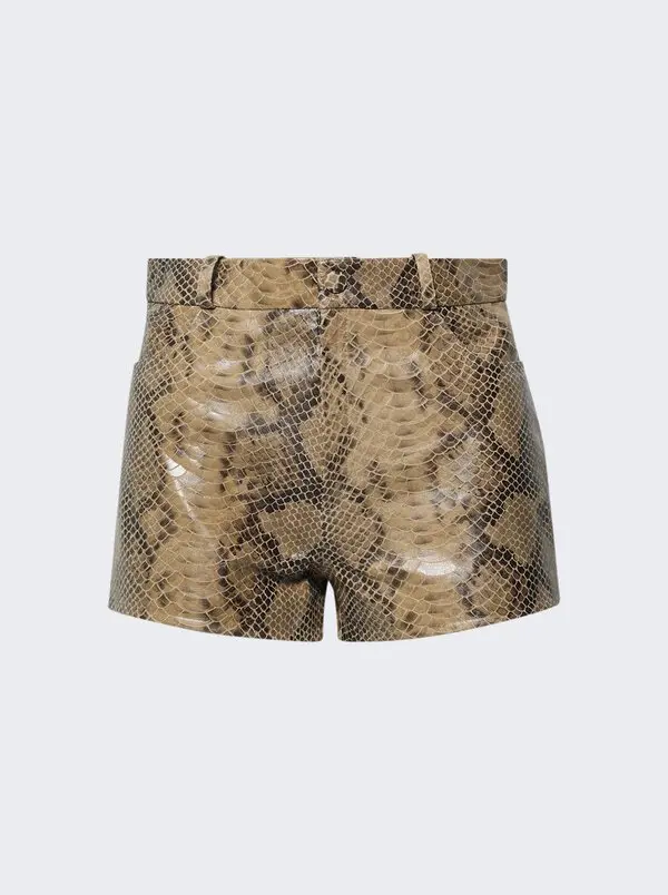Zeynep Arçay Snake Print Leather Shorts