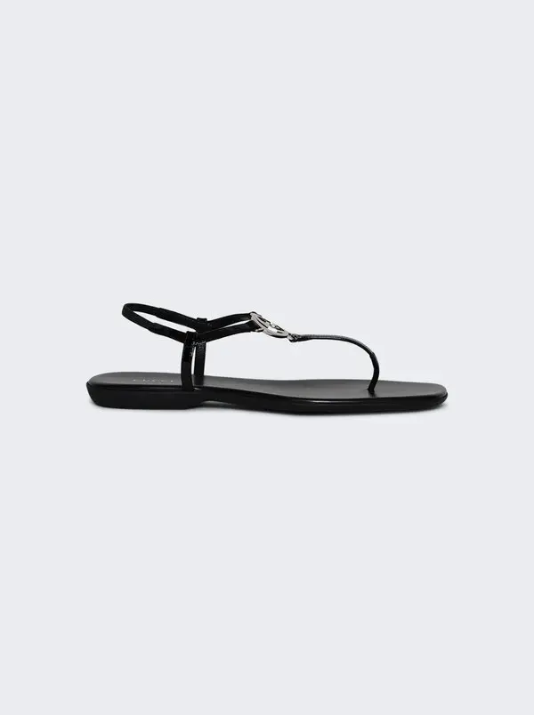 Gucci Interlocking G Flat Thong Sandals - Black