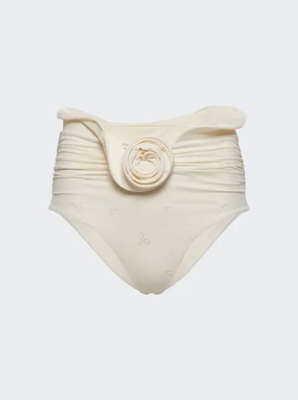 Magda Butrym High-waist Swim Bottoms With Embroidered Roses - Cream