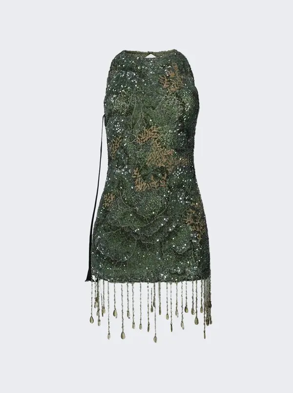 CLIO PEPPIATT Sequin Embellished Halterneck Mini Dress