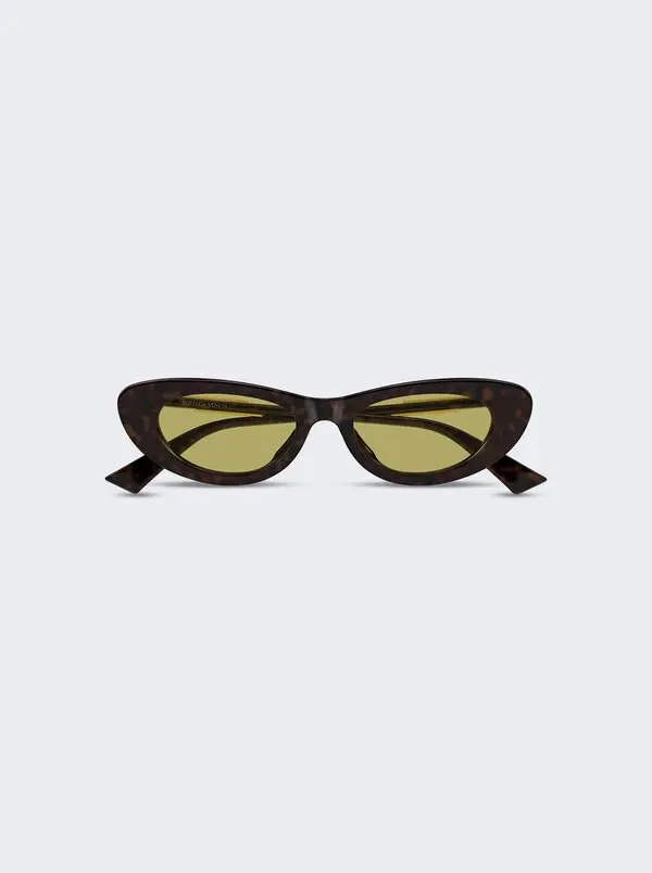 Bottega Veneta Snap Oval Sunglasses Havana