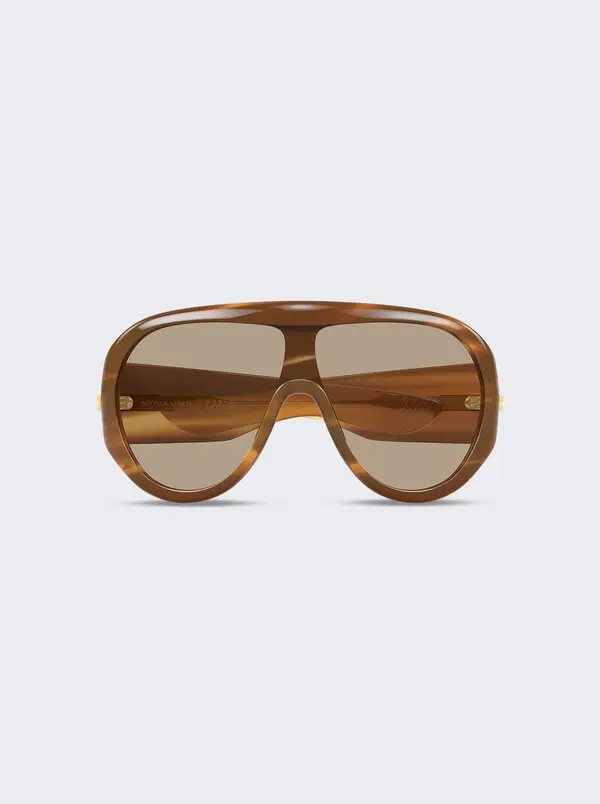 Bottega Veneta Scudo Shield Sunglasses - Brown