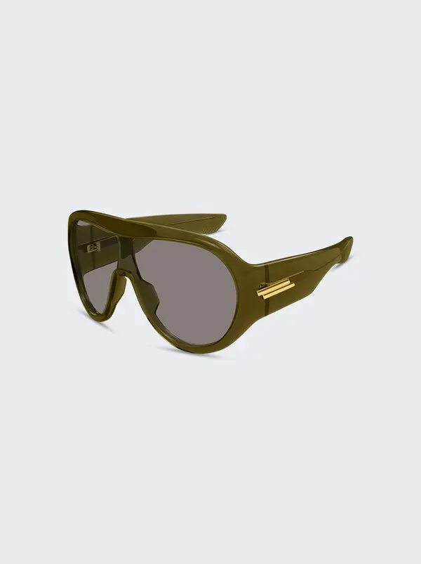 Bottega Veneta Scudo Shield Sunglasses - Green
