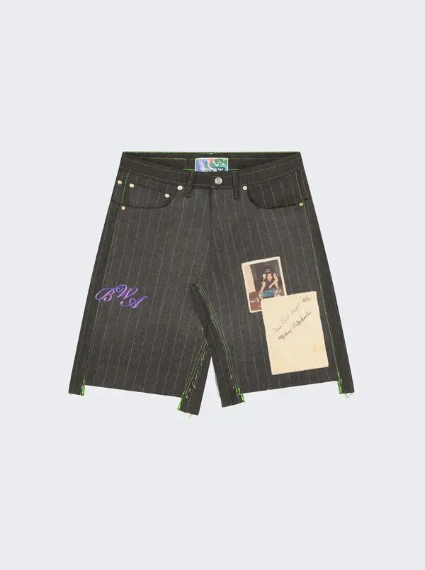 BETTER WITH AGE Eastman Charcoal Pinstripe Wool Shorts