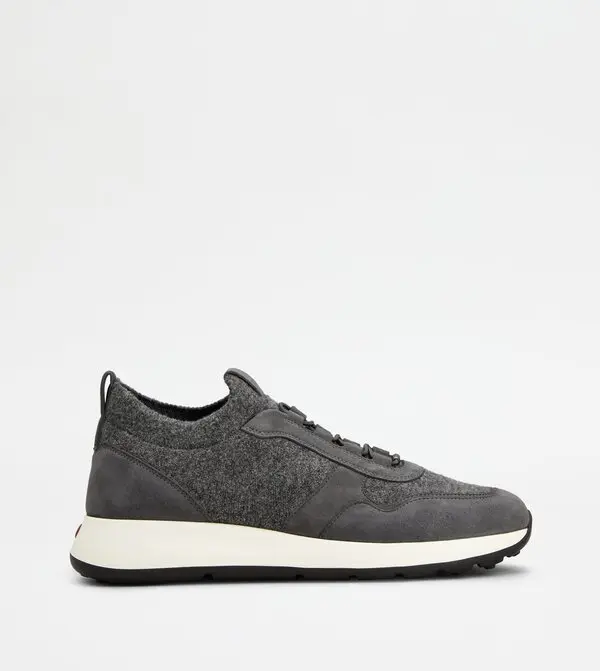 TOD'S Red Dot Sneakers In Pashmy Suede And Knit
