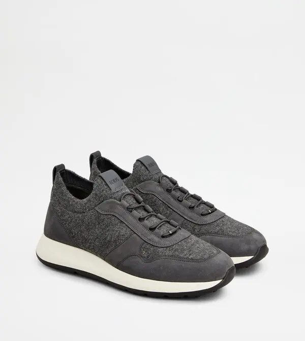 TOD'S Red Dot Sneakers In Pashmy Suede And Knit
