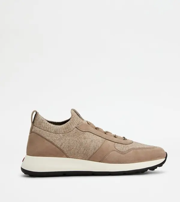 TOD'S Red Dot Sneakers In Pashmy Suede And Knit