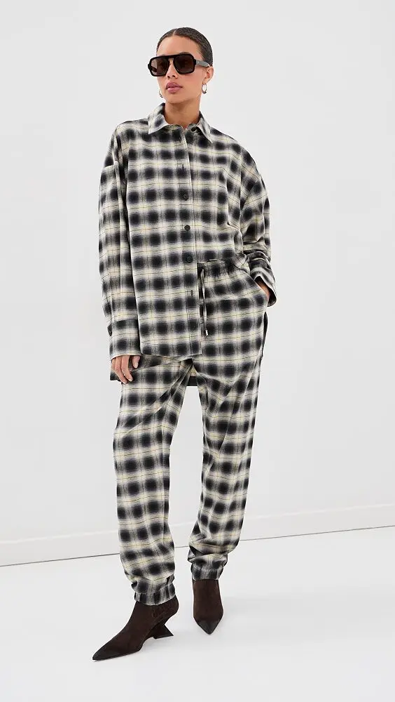 Attico Oversized Button Down Shirt - Sand/black