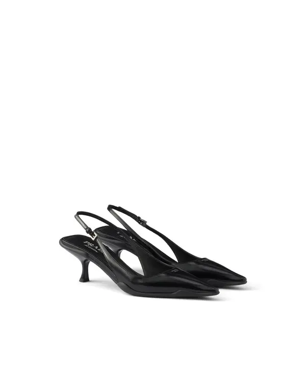 Prada Brushed Leather Slingback Pumps