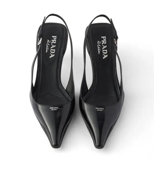 Prada Brushed Leather Slingback Pumps