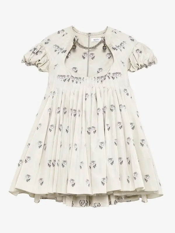 Alexander McQueen Taffeta Rose Jacquard Mini Dress - Light Green