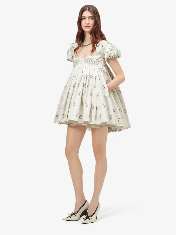 Alexander McQueen Taffeta Rose Jacquard Mini Dress