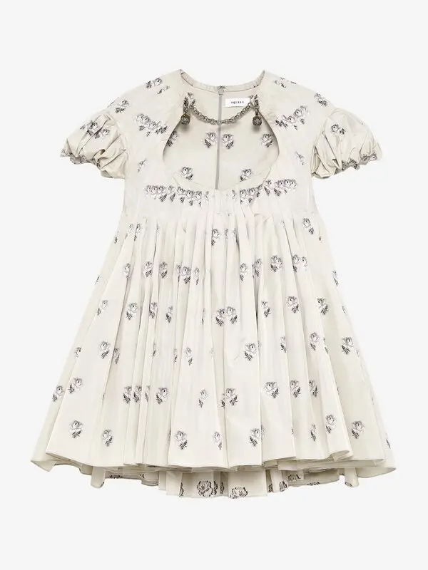 Alexander McQueen Taffeta Rose Jacquard Mini Dress - Light Green