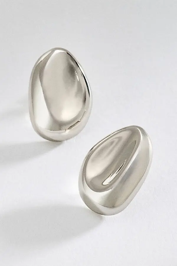 Anthropologie Organic Molten Earrgs - Silver