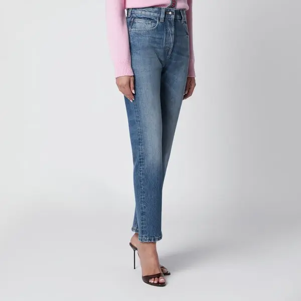 Versace High-waisted Straight-leg Cotton Jeans