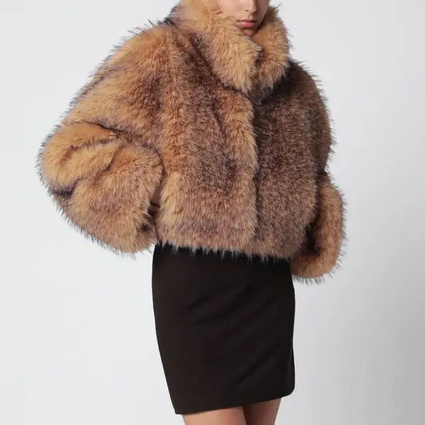 ROTATE BY BIRGER CHRISTENSEN Short Faux Fur Jacket - Beige