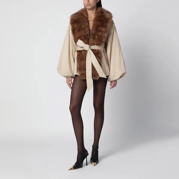 ROTATE BY BIRGER CHRISTENSEN Jacket With Faux Fur Collar