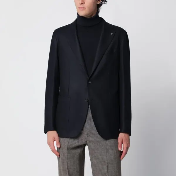 Tagliatore Navy Single-breasted Wool And Cashmere Jacket