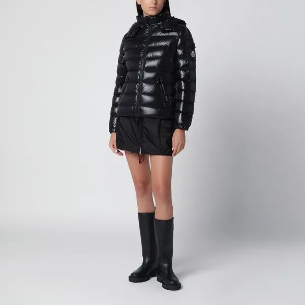 Moncler Bady Down Jacket In Laqué Nylon - Black