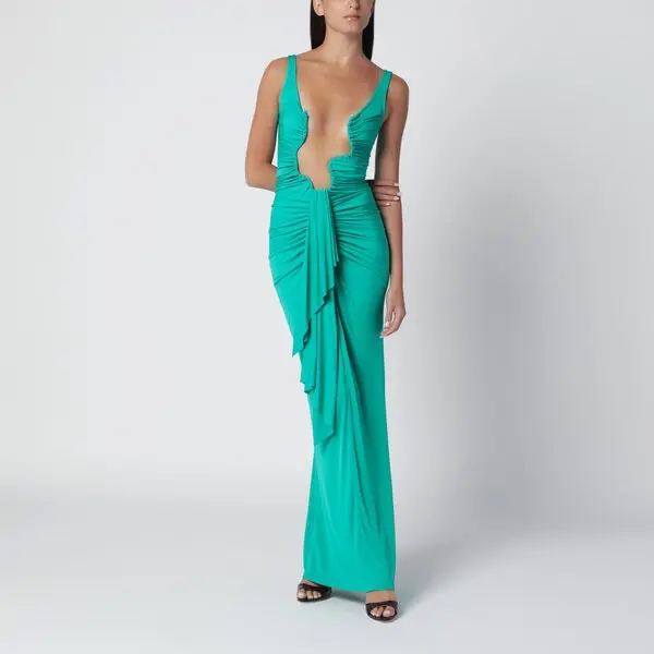 Christopher Esber Draped Malachite Viscose Maxi Dress - Green