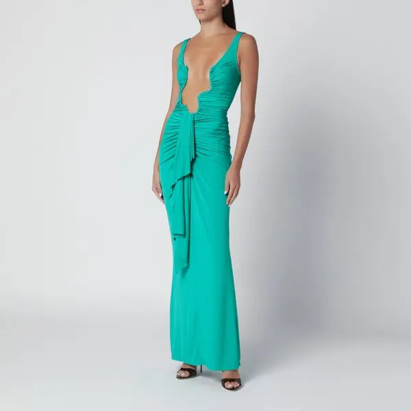 Christopher Esber Draped Malachite Viscose Maxi Dress - Green