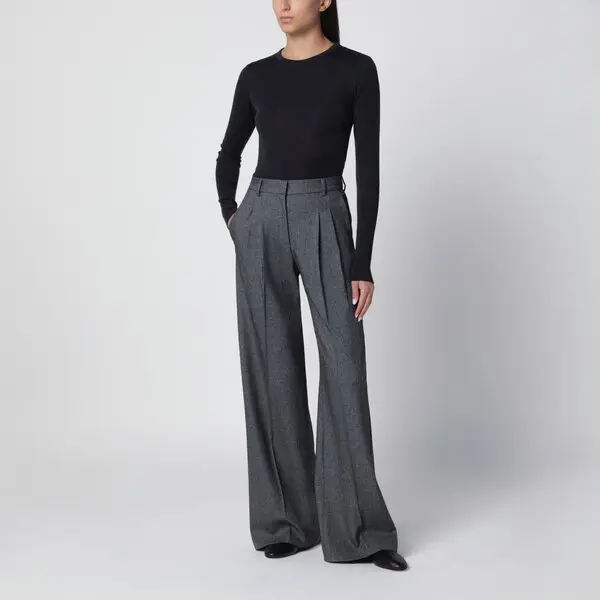 RÓHE Anthracite Mélange Wool Crew Neck Sweater