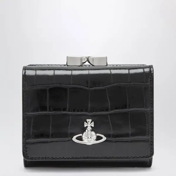 VIVIENNE WESTWOOD Small Frame Wallet In Calf Leather - Black